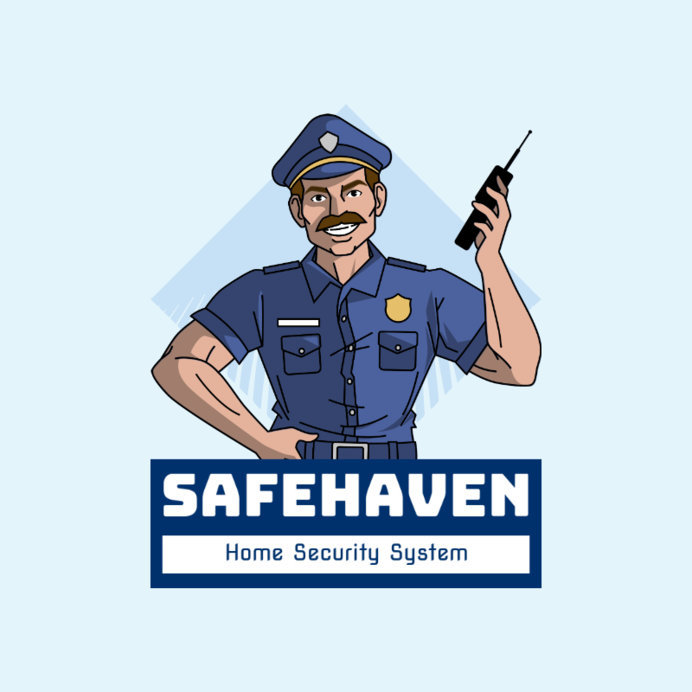 Placeit - Home Security System Logo Maker with a Policeman Illustration
