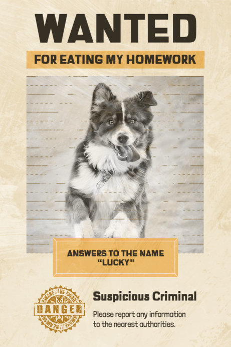 Placeit - Funny Poster Generator for a Most Wanted Naughty Dog