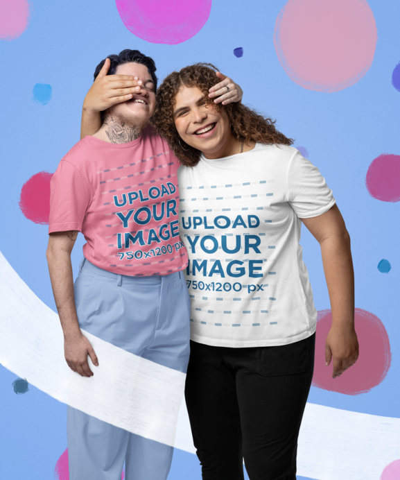Placeit - Bella Canvas T-Shirt Mockup Featuring a Happy Couple Posing ...