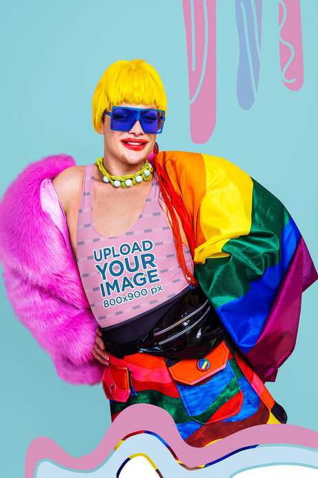 Placeit - Tank Top Mockup of a Trans Woman with a Pride Month-Inspired ...