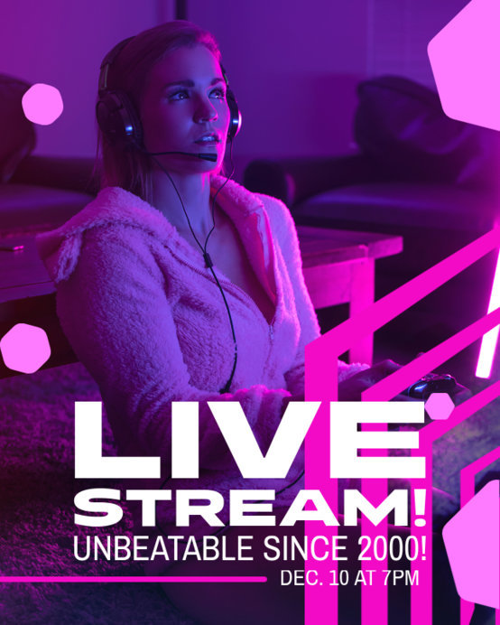 Placeit - Instagram Post Maker Featuring and Ad for a Gamer's Live Stream