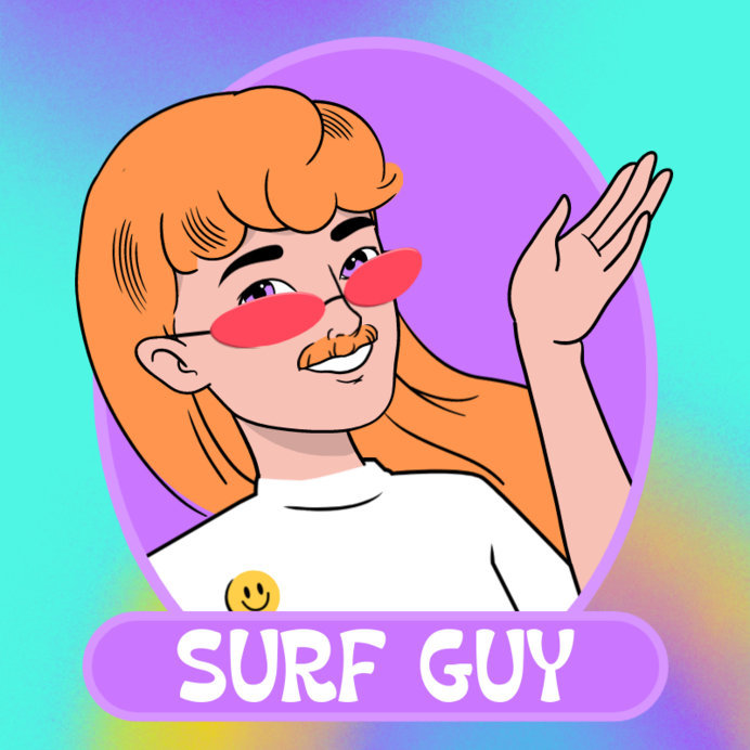 Placeit - Barbie-Inspired Avatar Design Generator with a Funny Surf Guy