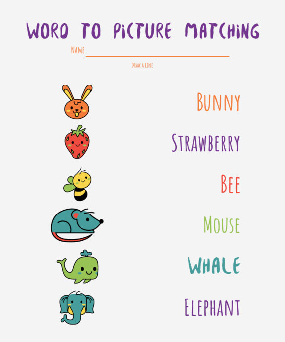 Placeit - Draw and Match Worksheet Creator for Preschooler Teachers