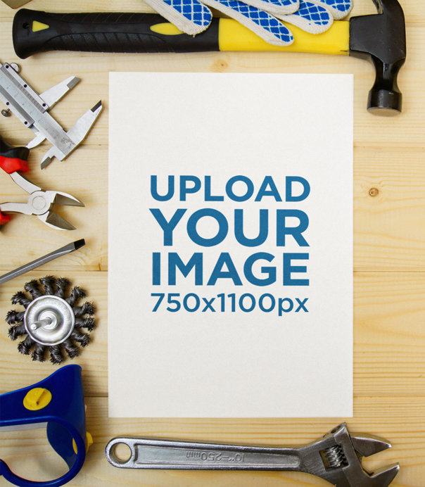 Placeit - Flyer Mockup Featuring Working Tools and a Labor Day Theme