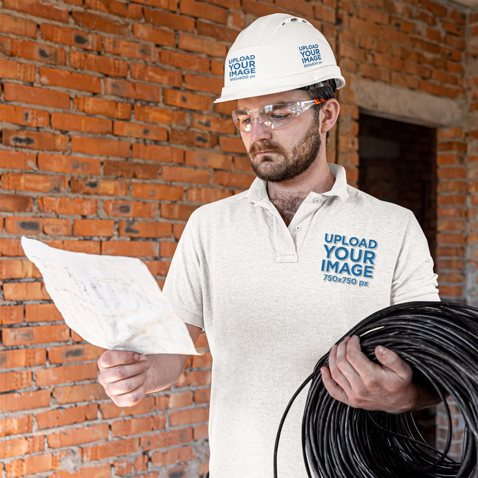Placeit - Labor Day-Inspired Mockup of a Worker with a Safety Helmet ...
