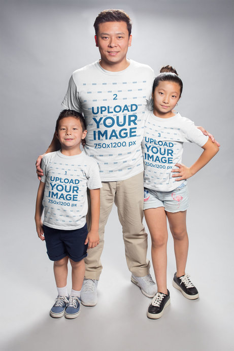 Placeit - T-Shirt Mockup of an Asian Family