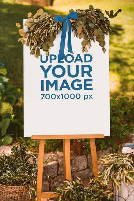 Placeit - Wedding Sign Mockup Featuring Plant Decorations