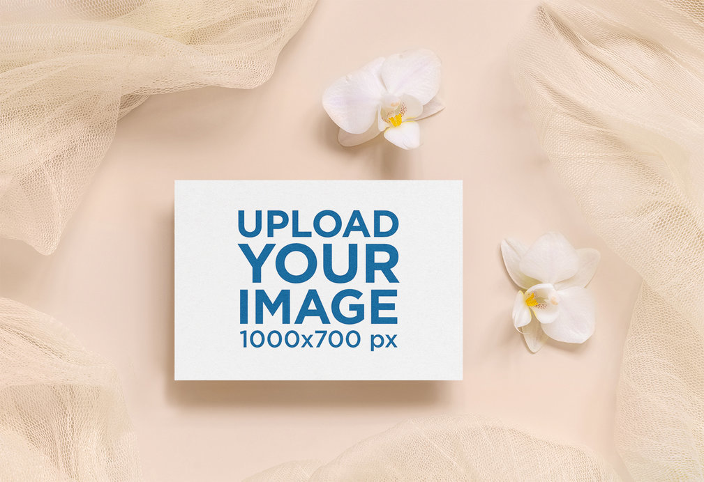 Placeit - Wedding Invitation Mockup Featuring Two Flowers