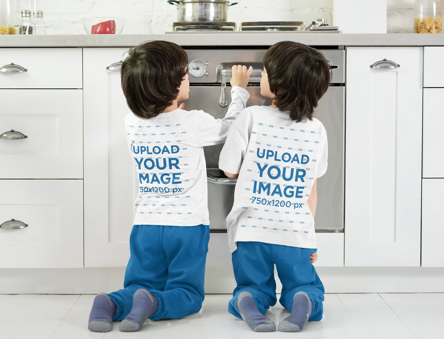 Placeit - Back-View Mockup of Two Brothers Wearing a Heathered Long ...