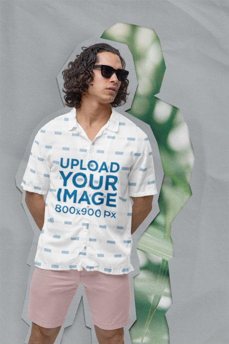 Placeit - Button-Up Shirt Mockup of a Stylish Man Featuring a Collage ...
