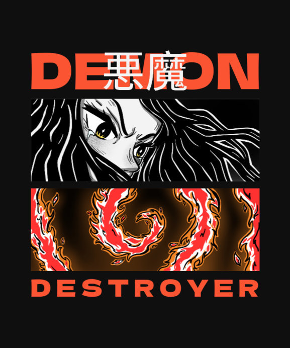 Placeit - T-Shirt Design Maker Featuring a Demon Slayer-Inspired ...
