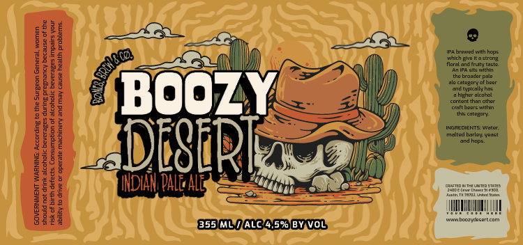 Placeit - Beer Label Maker Featuring an Illustrated Skull in the Desert