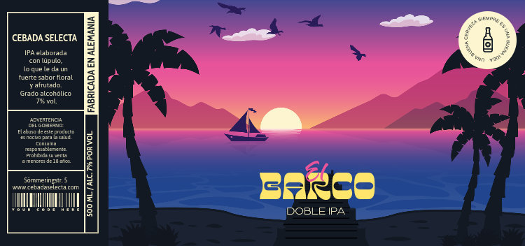 Placeit - Beer Label Template Featuring an Illustrated Bay Sunset