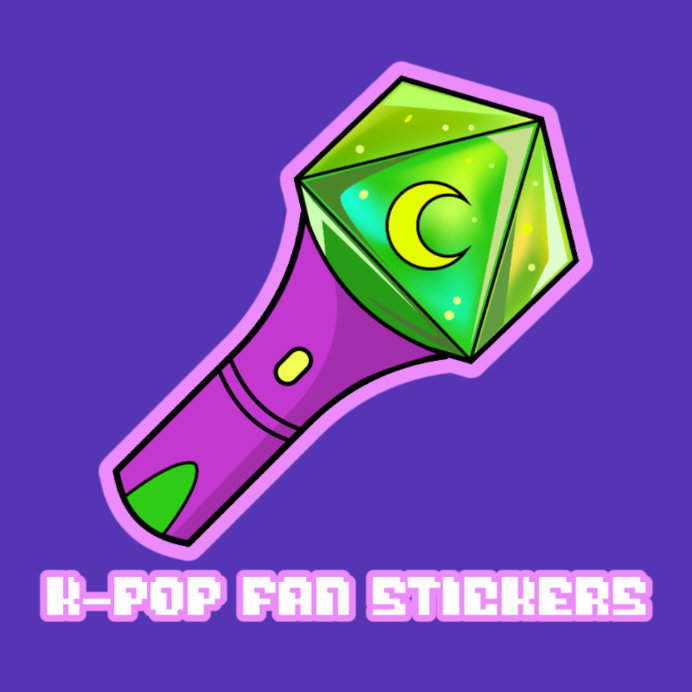 Placeit - Sticker Creator Featuring a K-Pop-Themed Lightstick Graphic