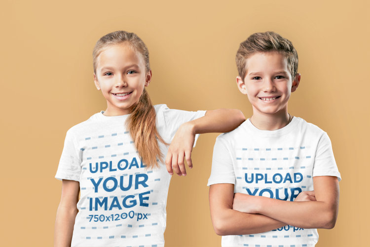 Placeit - Siblings-Themed Mockup Featuring a Girl and a Boy Wearing ...
