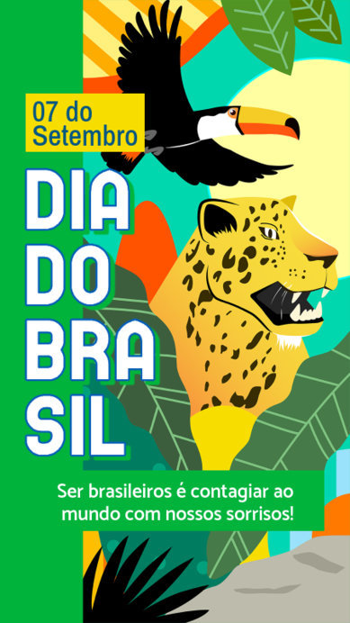 Placeit - Dia Do Brasil Instagram Story Maker Featuring Illustrated Animals
