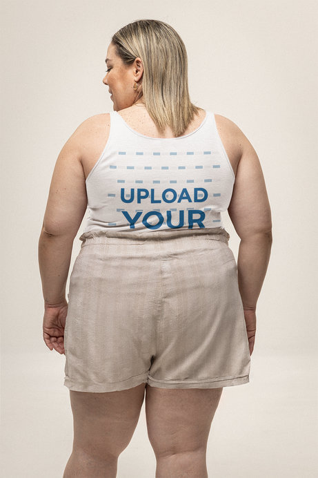 Placeit - Back-View Mockup of a Woman Wearing a Plus Size Bella Canvas ...