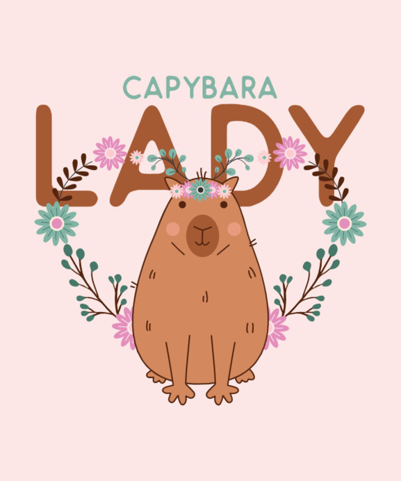 Placeit - T-Shirt Design Template with a Cute Capybara Illustration
