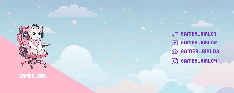 Placeit - Kawaii Twitch Profile Banner Generator With an Adorable Gamer Cat