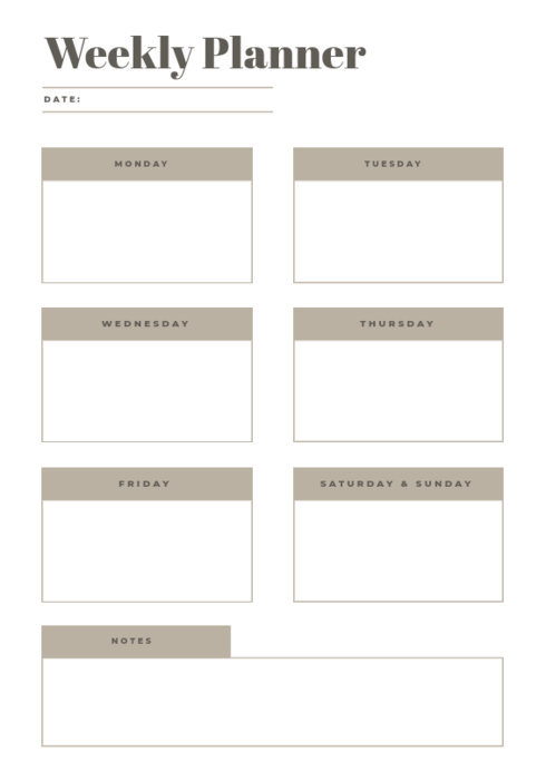 Placeit - Weekly Planner Design Template with a Simple Layout