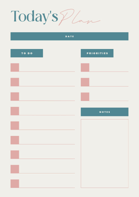 Placeit - Colorful Planner Design Template for Priorities and Daily ...
