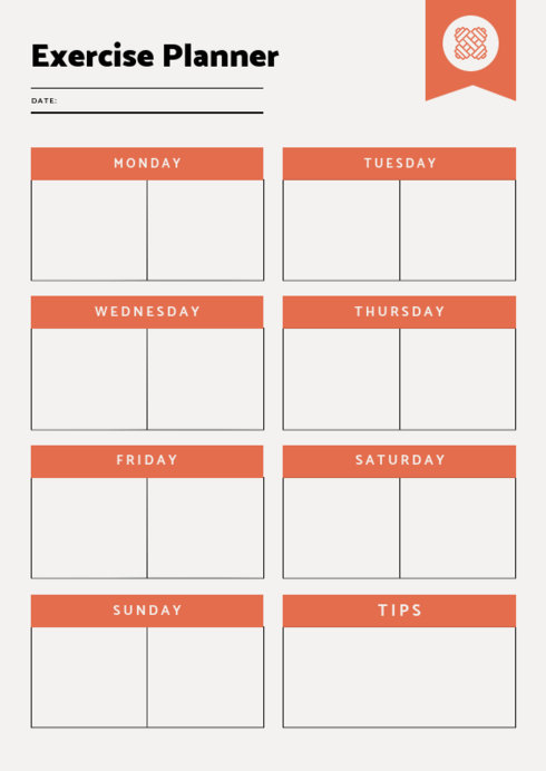 Placeit - Planner Design Template for a 7-Day Workout Schedule