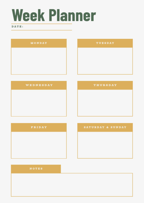 Placeit - Simple Planner Design Generator for a Weekly Itinerary