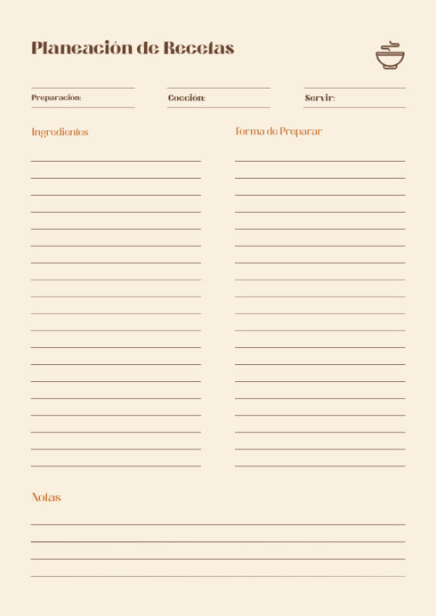 Placeit - Minimalist Planner Design Generator for a Recipes Plan