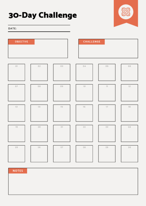 Placeit - Planner Design Template for a Monthly Training Challenge