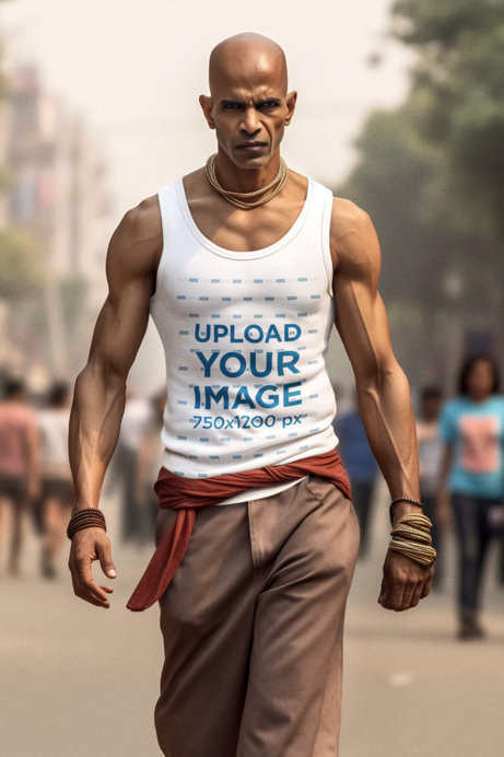 Placeit - Tank Top Mockup Featuring an AI-Generated Man Inspired by a ...