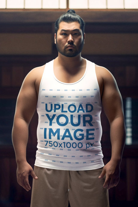 Placeit - Tank Top Mockup of an AI-Generated Bearded Man Inspired by a ...