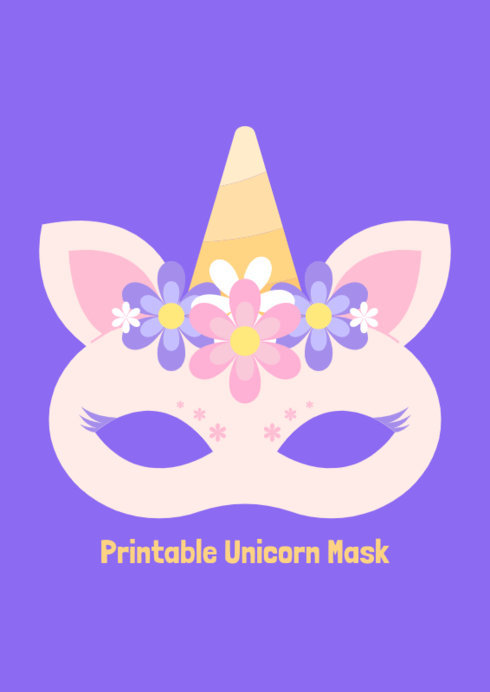 Placeit - Party Printable Mask Template Featuring a Unicorn for a Child ...