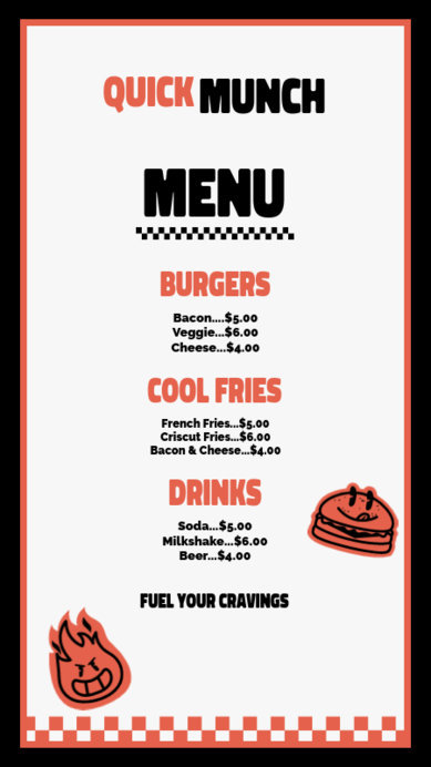 Placeit - Menu Maker Featuring a Price List for a Fast-Food Restaurant