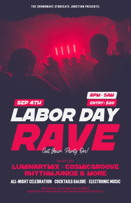 Placeit - Labor Day Flyer Design Generator for a Rave Party