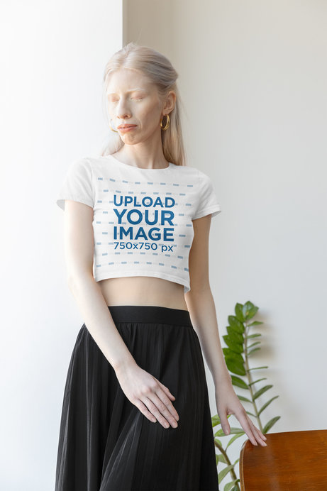 Placeit - Bella Canvas Crop Top Mockup Featuring a Woman With an ...