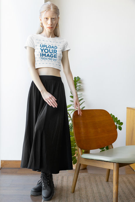 Placeit - Bella Canvas Crop Top Mockup Featuring a Woman in an ...