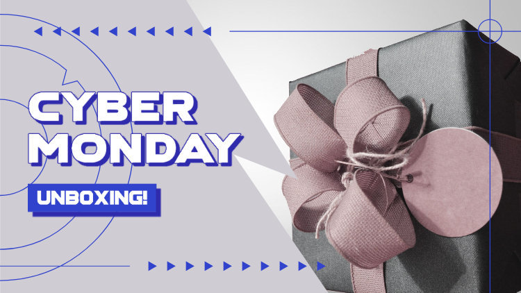 Placeit - YouTube Thumbnail Template for a Cyber Monday Unboxing
