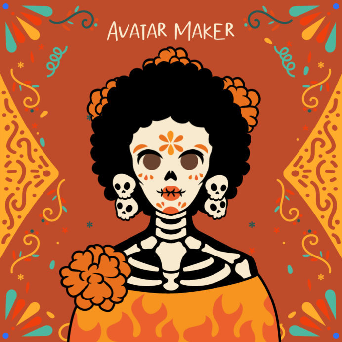 Placeit - Avatar Design Template Featuring a Mexican Catrina Illustration