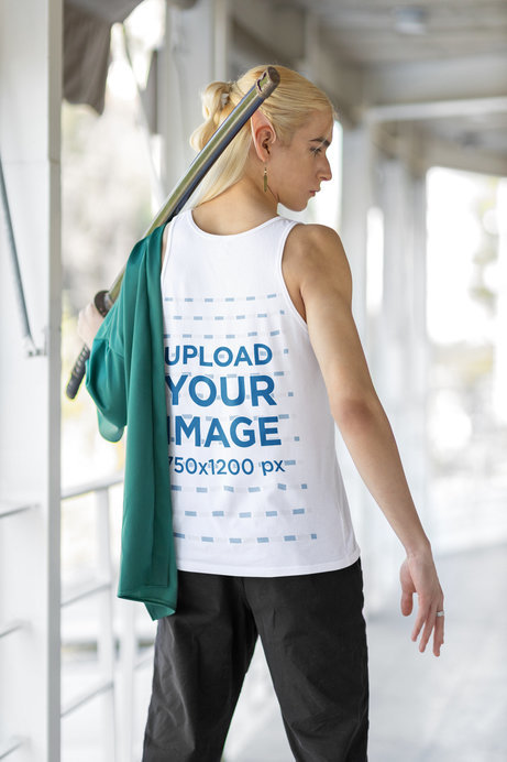 Placeit - Back-View Bella Canvas Tank Top Mockup of a Man with a Katana ...