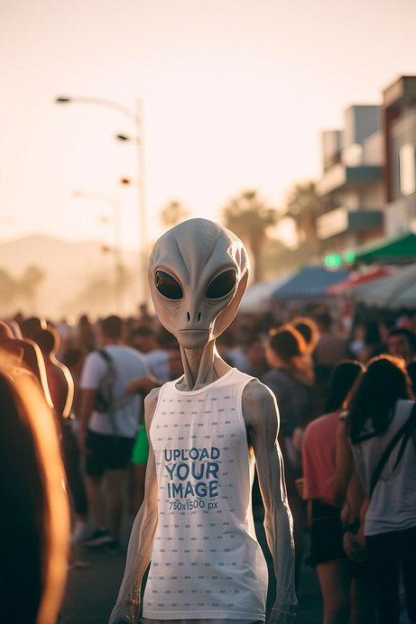 Placeit - AI-Generated Mockup of an Alien Wearing a Tank Top