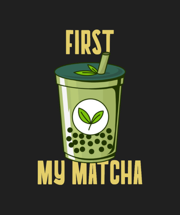 Placeit - T-Shirt Design Template Featuring a Bubble Matcha Tea Graphic