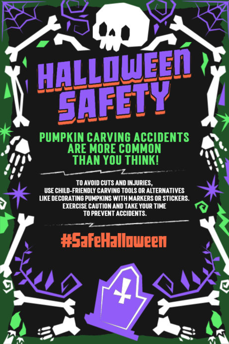 Placeit - Poster Design Template with Safety Tips for a Halloween Night