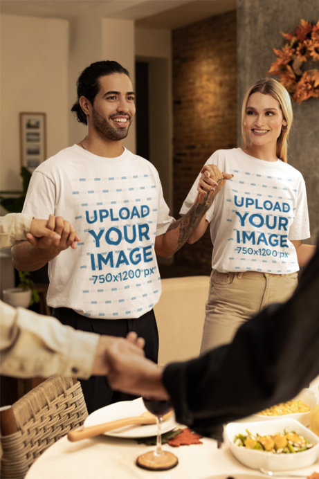Placeit - Thanksgiving Mockup of a Happy Man and a Woman Wearing ...