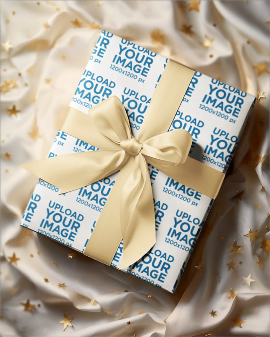 Placeit - AI-Generated Mockup Featuring Wrapping Paper for a Christmas Gift
