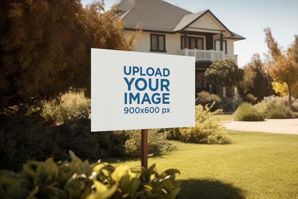 Placeit - AI-Generated Mockup of a Real Estate Sign Placed on a Front Yard