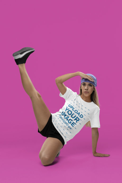 Placeit - Bella Canvas T-Shirt Mockup of a Serious Woman Breakdancing ...