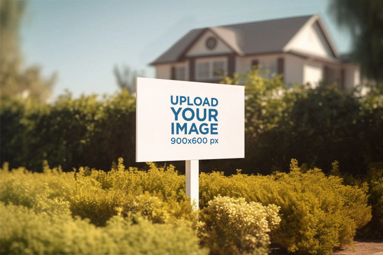 Placeit - Mockup of an AI-Generated Real Estate Sign Place on a Front Yard