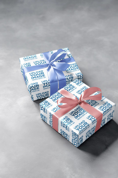 Placeit - Wrapping Paper Mockup Featuring Two AI-Generated Presents
