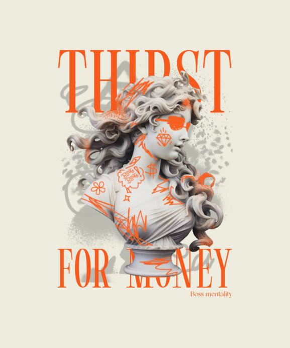 Placeit - T-Shirt Design Template Featuring a Statue Bust with Graffiti ...