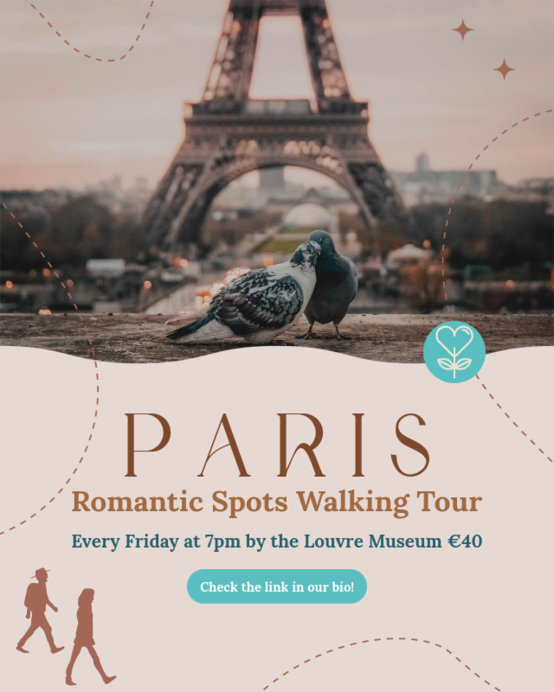 Placeit - Instagram Post Design Maker with a Paris Romantic Walking Tour